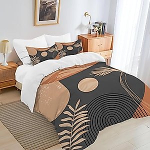 CBQHTY Abstract Geometric Duvet Cover,Mid Century Modern Bedding Boho,Lines Print Duvet Cover,Artistic Bedding Set 3 Pcs (Queen,10)