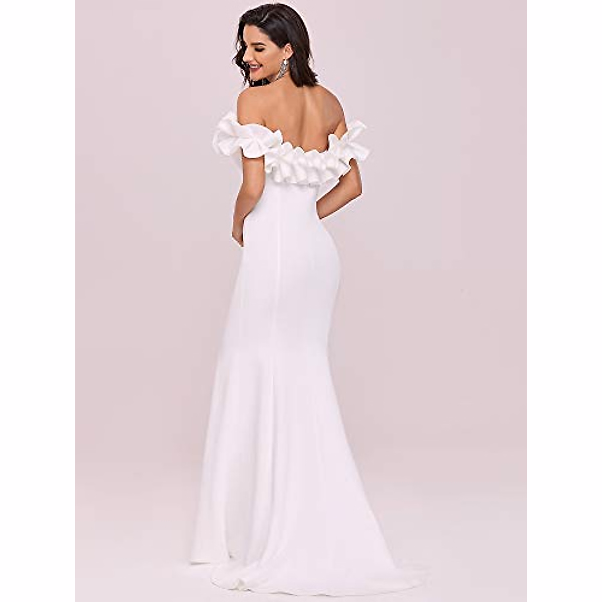 Ever-Pretty Backless Mermaid Bodycon Maxi Evening Dresses for Women Elegant Classy White US14