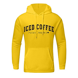 Y2K Tops, Mens Hoodie Sweatshirt For Plush Pullover Hooded Sweatshirts Men Soft Plain Casual Hoodies Sweatshirts Comfort Colors Graphic Hoodie Pink Devil Mgk Hoodies (XXL, Yellow)