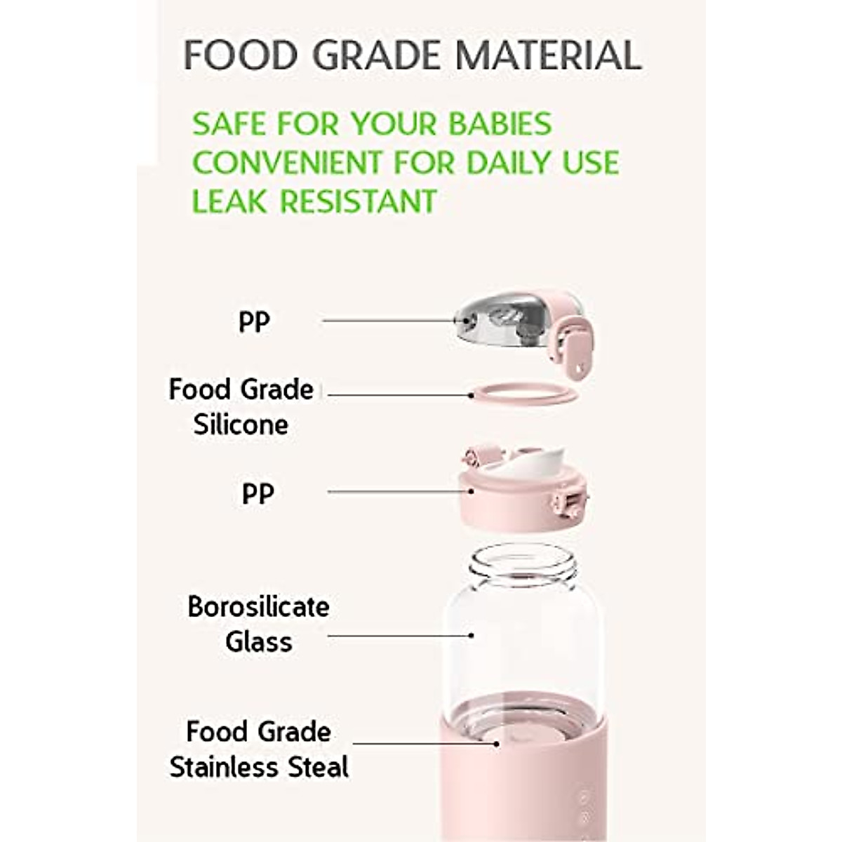 MOMOLIA Portable Water Warmer for Formula, Breastmilk, Precise Temp Control, 10 oz. Rechargeable, Wireless Bottle Warmer for Car, Travel, Outdoor, Battery Powered(White)