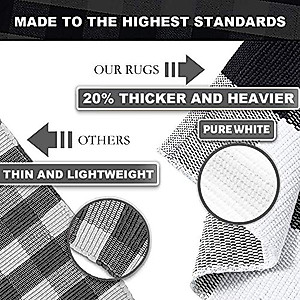 Buffalo Plaid Rug 3' x 5' Buffalo Check Rug Cotton Black and White Washable Checkered Outdoor Rug Carpet for Farmhouse Living Room/Dining Room/Bedroom