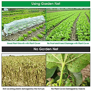 JCKHXG Garden Netting Kit, 10x30FT Ultra Fine Mesh Netting ＆6 Sets of 8FT Fiberglass Garden Hoops for Raised Beds, Vegetable Plants Fruits Flowers Birds Animals Barrier Protection Net