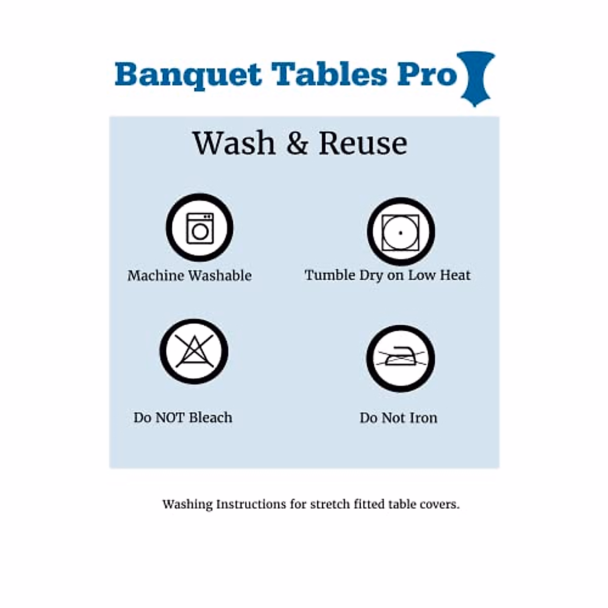 Banquet Tables Pro 8 Ft Rectangular Stretch Spandex Tablecover (Black, 1)