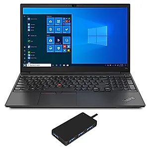 Lenovo ThinkPad E15 Home and Business Laptop (Intel i5-10210U 4-Core, 16GB RAM, 512GB PCIe SSD, Intel UHD Graphics, 15.6" Full HD (1920x1080), Wifi, Bluetooth, Webcam, 1xHDMI, Win 10 Pro) with USB Hub