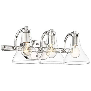 Possini Euro Design Sorren Industrial Modern Wall Light Polished Chrome Silver Hardwired 20 1/2" 3-Light Fixture Curving Clear Glass Shade for Bedroom Bedside Bathroom Vanity Living Room Hallway