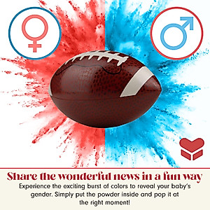 Gender Reveal Football Kit with Large 72-inch Balloons and Stickers - Football Ball Gender Reveal Games with Powder (Pink & Blue) - Baby Shower Party Supplies and Gender Reveal Ideas - 1 Full Kit