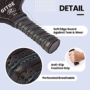 GITOE Pickleball Paddles, Set of 2 Rackets & 4 Pickle Balls Great Control Lightweight Graphite Raquettes with 2 Retriever, USAPA Approved Carbon Fiber Pickelball Gifts for Women Men Kids