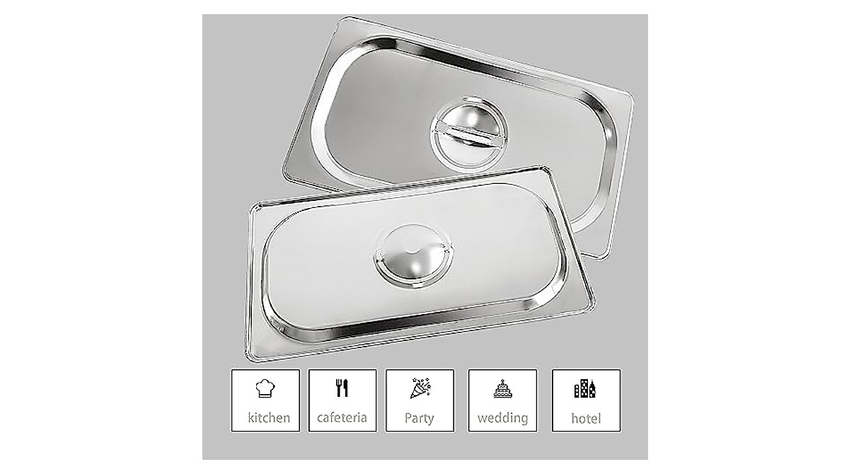 Shop Durable 8 Pack Stainless Steel Steam Table Pan Covers