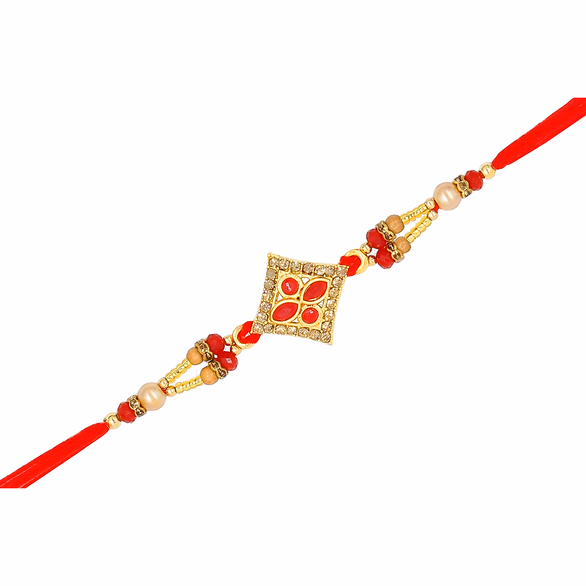 Premium Designer Rakhi for Brother Multicolor Beautiful & Designer Thread Raksha Bandhan Rakhi for Loving Brother Bhai | Rakhi for Small Brother (Kundan)