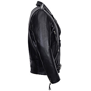 Black Metal Spikes Brando Jacket Men Motorcycle Cowhide Leather Jacket Genuine Leather Jacket