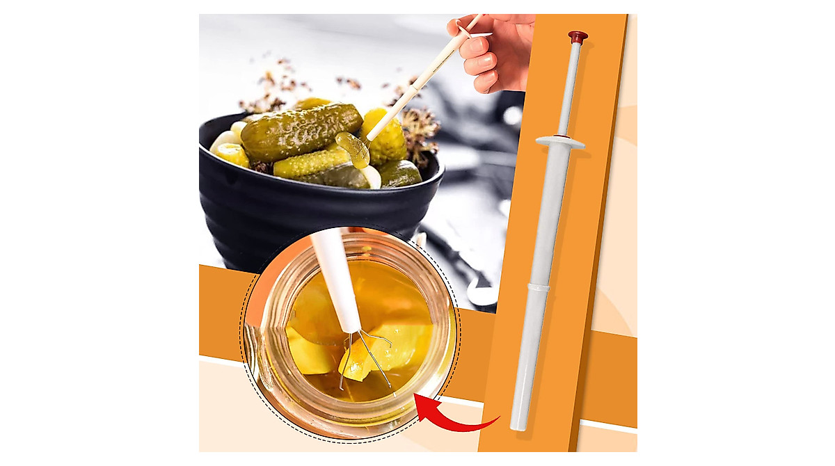 Deluxe Pickle Picker - Stainless Steel and Plastic Tool