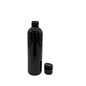 Natural Farms 4 oz Black Cosmo Plastic Bottles -12 Pack Empty Bottle Refillable - BPA Free - Essential Oils - Aromatherapy | Black Flip Top Snap Cap - Made in the USA