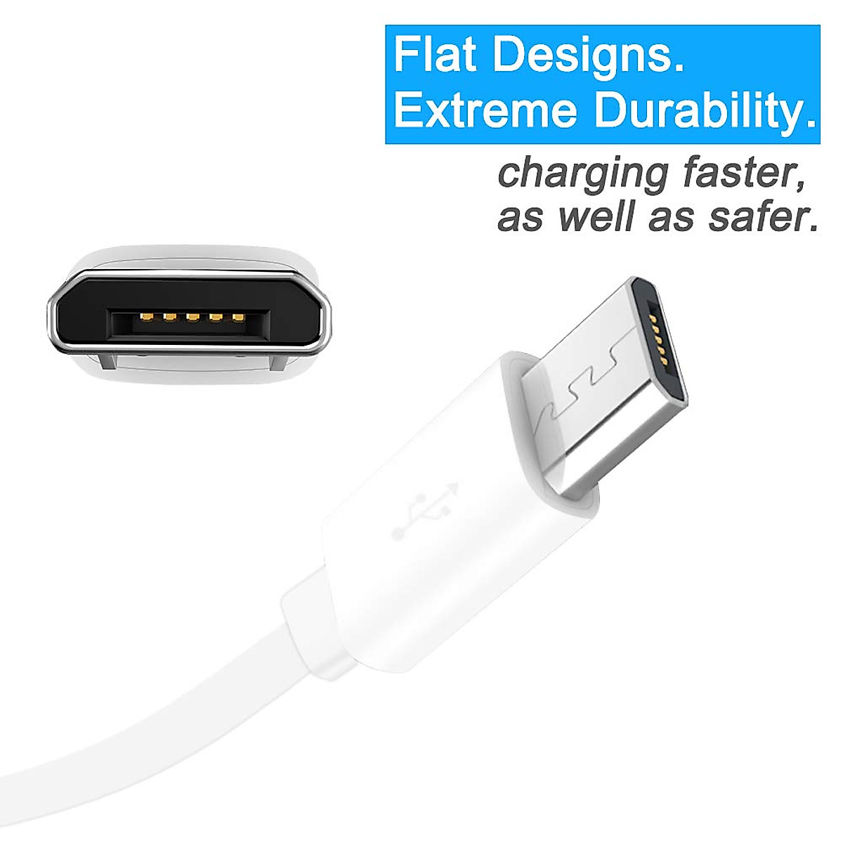 SIOCEN 3PCS 10FT Flat Micro USB Cable Power Extension Cord for Wyze Cam, WyzeCam Pan,Yi Cam,YI Dome Home Camera,Oculus Go,Kasa,Nest Cam,Netvue,Blink,Indoor Security Surveillance Camera Charging Cable