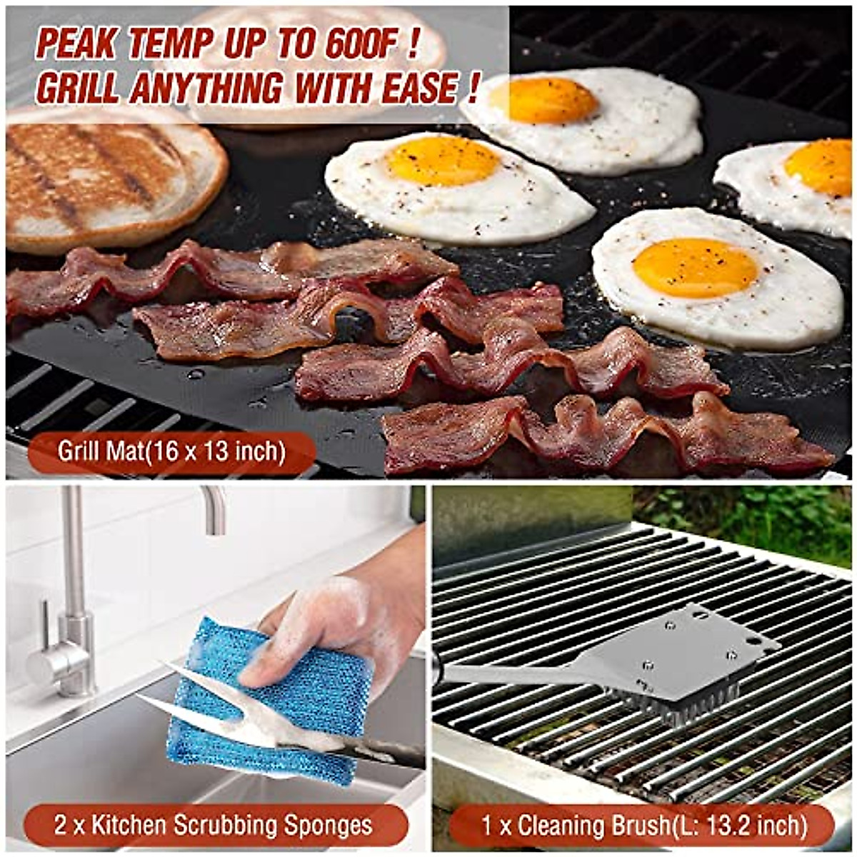 Grill Accessories, 122PCS Grilling Gifts for Men, for Fathers Day, Christmas, Husband, Boyfriend, Grill Set BBQ Tools Griddle for Outdoor Grill for Blackstone Weber Traeger Pit Boss Smoker Accessories