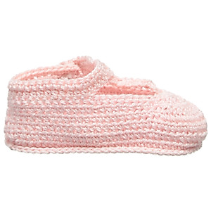 Jefferies Socks Baby-Girls Newborn T-Strap Mary Jane Crochet Bootie, Light Pink, Newborn