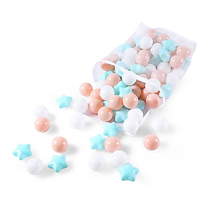Ball Pit Balls Play Balls for Babies, Small Balls Stars for Kids Playpen Plastic Balls for Babies Ball Pool Puppy Playballs, Orage Pink Green White