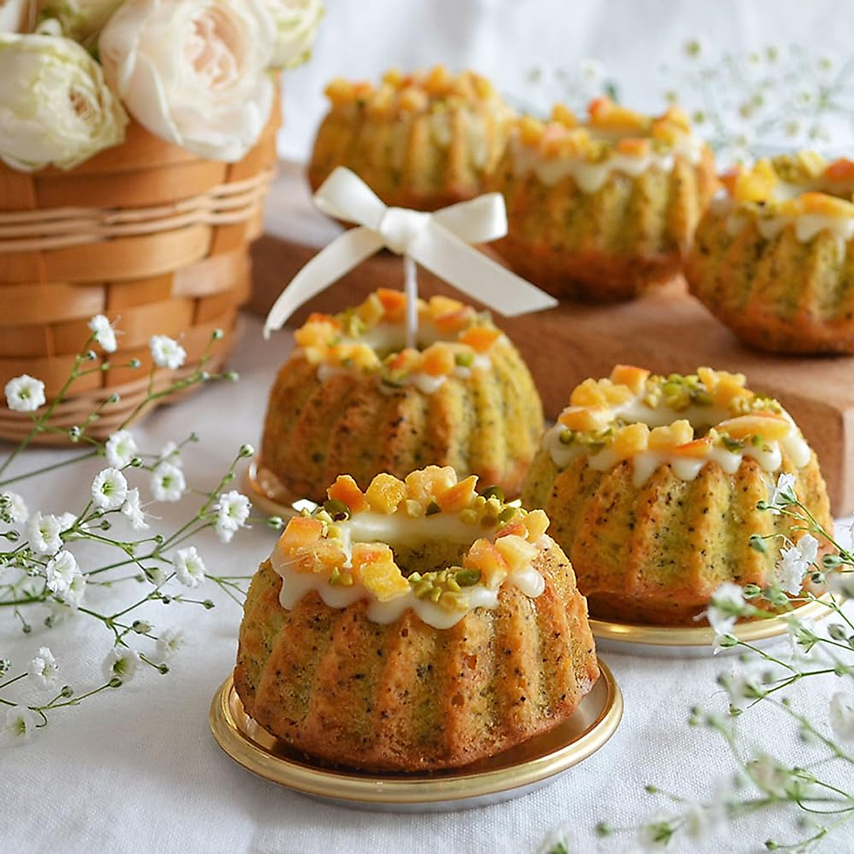 Elesinsoz 3pcs Mini Bundt Cake Pan, 6-Cavity Thickened Silicone Donut Molds Nonstick Fluted Cake Pans For Baking, Mini Tube Cake Baking Pan for Muffin, Coffee Cake, Jello - Grey