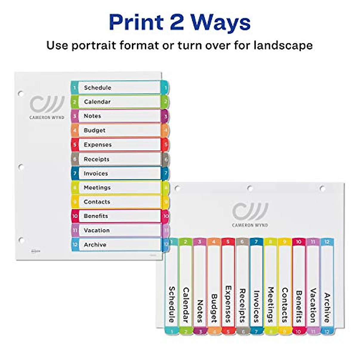 Avery 31-tab Dividers for 3 Ring Binders, Customizable Table of Contents, Multicolor Tabs, 1 Set & 12 Tab Dividers for 3 Ring Binders, Customizable Table of Contents, Multicolor Tabs, 1 Set (11843)
