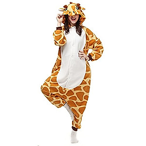 Amazocosplay Adult Giraffe Onesie Animal One Piece Cosplay Costume Pajamas,X-Large
