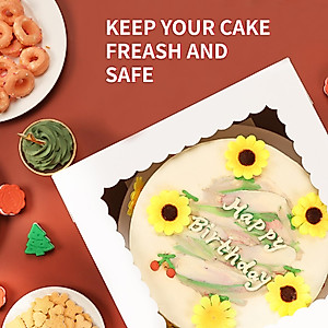 Moretoes 12 Pcs Cake Box, Tall Cake Boxes with Window in 3 Sizes 12x12x12 10x10x10 8x8x8 Inches, Bakery Boxes Disposable Carrier Take Out Container, 2 or 3 Tier for Valentine's Day Mother's Day