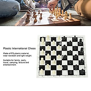 Zerone Portable Chess Set,International Plastic Chess Set with 25CM Plastic Film Chessboard and Storage Bag PS International Chess for Adults Kids (Black and White)