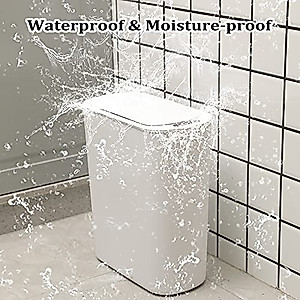 Bathroom Trash Cans with Lids, Sapouni Automatic Motion Sensor Trash Can 3.4 Gallon Smart Touchless Garbage Can Slim Plastic Narrow Rubbish Can for Bathroom, Bedroom, Kitchen, Living Room, Office