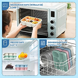 Yumuk Bento Box Adult Lunch Box (4 Pack) - 4-Compartment Snackle Box Container Bento Box for Kids/Adults, 44Oz/1300ML Meal Prep Containers Reusable with 2 Sauce Containers & Utensils (Wheat)