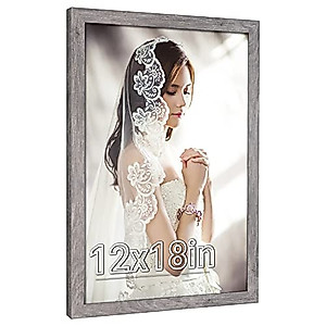 Natural 12x18 Frame Rustic Grey, Retro 18x12 Picture Frame, Gray 12 by 18in Canvas Poster Frame, Large Gallery Concert Portrait Photo Frame, Anniversary/Wedding/Birthday/Thank you/Christmas Gift
