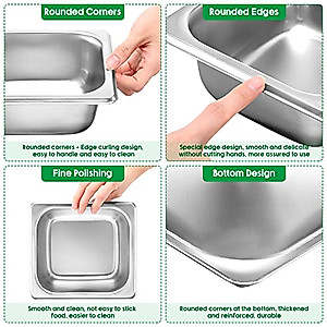 10 Pack Hotel Pans Stainless Steel Steam Table Pan Stackable Catering Pan Anti Jam Steam Pan Metal Food Pan for Hotel Restaurant Buffet Party Supplies (6.9 x 6.4 x 2.5 Inch)