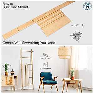 Happy House Habits Blanket Ladder, 5-Tier Towel Rack, Wall-Leaning Blanket Rack, Decorative Display Ladder Shelf, Living Room, Bedroom, Durable Decorative Ladder for Blankets with Additional Shelf