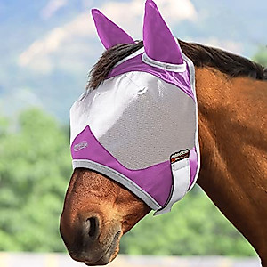 Maskology Horse Fly Mask Standard with Ears UV Protection for Horse Purple M Cob
