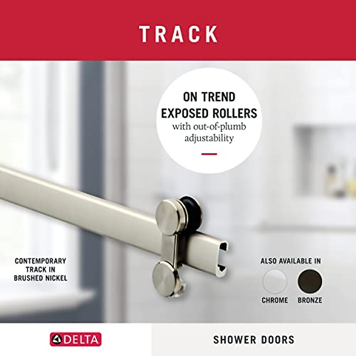 Delta Shower Doors SD3956994 Classic Semi-Frameless Contemporary Sliding Shower 60"x71", Nickel Track