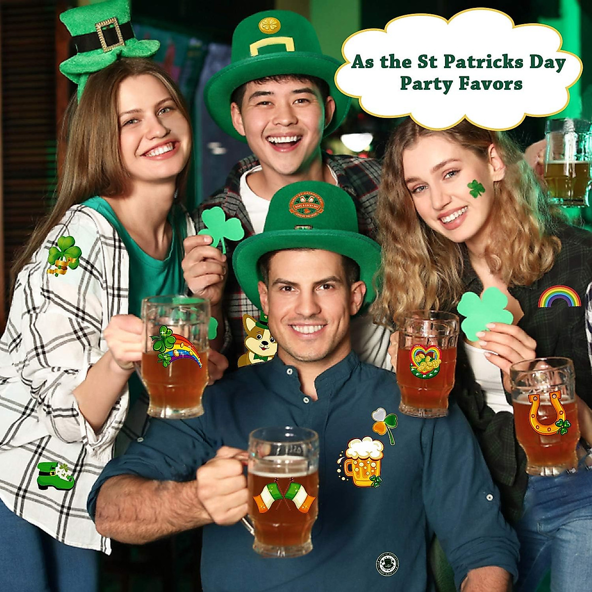 Leesgel 4 Sheets St Patricks Day Stickers Shamrock Stickers, St Patricks Day Party Favors Supplies, St Saint Patricks Day Stickers Party Decorations Accessories (51pcs)