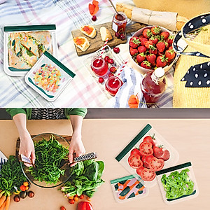 9-Pack Reusable Sandwich Bags, Reusable Snack Bags Silicone, Leakproof Reusable Freezer Bags for Kids Travel/Home Organization, Reusable Food Storage Bags BPA Free