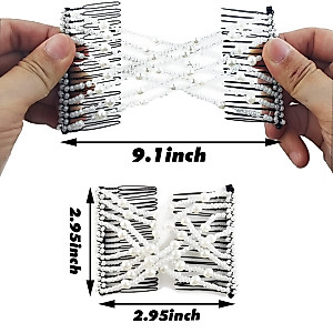 NSBELL 6PCS Beads Hair Combs Magic Elastic Hair Clips Stretchy Hair Comb Double Clips for Women Girls Hair Accessory