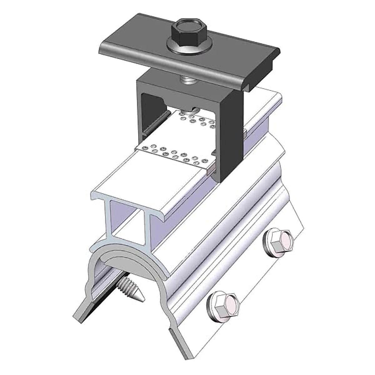 MageBracket RL Mid Clamp Mounting Kits for R-Panel Trapezoidal Metal Roof Solar Panel Module Mounting Racking Installation