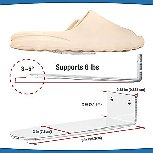 Import Nomad Unbound Shoe Shelves for Wall Floating Shelves (6 Pack) - Clear Floating Shoe Display Shoe Shelves for Wall - Two Install Methods, Durable & Strong.