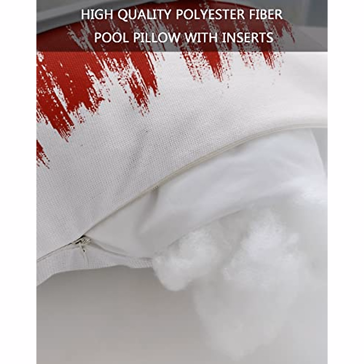 Recliner Head Pillow Ledge Loungers Chair Pillows with Insert Red Abstract Paint Lumbar Pillow with Adjustable Strap Outdoor Waterproof Patio Pillows for Couch Beach Pool Office Chair, 2 PCS