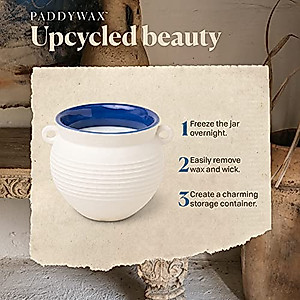 Paddywax Candles Santorini Soy Wax Scented Candle, Ceramic Greek Candle Vase, 8.5 Ounces, Cliff & Hinoki Wood