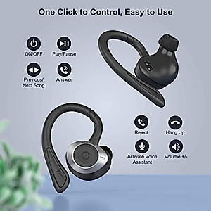 comiso Wireless Earbuds Bluetooth Headphones, True Wireless in Ear Bluetooth 5.1 Earbuds with Microphone, Deep Bass, IPX7 Waterproof Loud Voice Earphones for Sport Outdoor Running Gym Workout(Black)