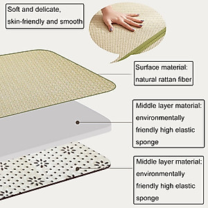 MYOYAY 71'' x 71'' Tatami Mat Rattan Japanese Floor Mats 0.47'' Thick Igusa Tatami Futon Mattress Non-Slip Breathable Memory Foam Tatami Area Rug Mat Bedroom Yoga Zen Sleeping Crawling(Green)