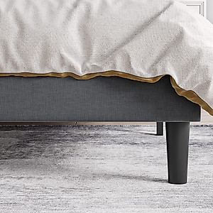 HOOMIC King Size Platform Bed Frame with Geometric Wingback Headboard, Wooden Slats Support, No Box Spring Needed, Modern Style in Dark Grey