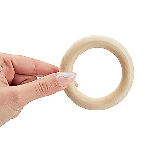 30 Pack 3 Inch Wooden Rings for Crafts, Macrame, Crochet, DIY Jewelry Making