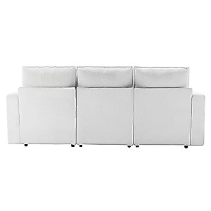 Modern Sofa with Removable Back and Seat Cushions ,Upholstered Comfy Sofa Couch with 2 Pillows,Small 3 Seater Loveseat Sofa for Living Room,Small Space,Bedroom,Apartment,Studio(White)