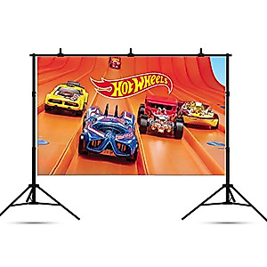 Hot Car Backdrops for Birthday Party Decorations Supplies, Race Cars Photo Backgrounds Boy Cake Table Decorations Banner 5x3ft