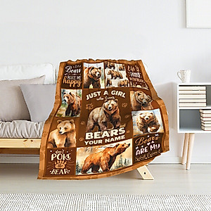 PUREGIFTS Personalized Blanket Gift for Boys - 30 x 40 Inches Cartoon Bear Throw Blanket for Kids - Warm Cozy Blankets for Sofa, Lap & Office