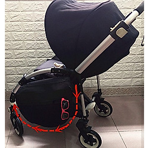 ROMIRUS Insulated Stroller Organizer, Side Sling Stroller Saddle Bag, Black