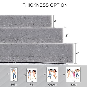 Maxzzz 2 Inch Mattress Topper Full Size, Firm Memory Foam Bed Mattress Topper, Ventilated Mattress Pad CertiPUR-US Certified Plush 74’’×54’’×2’’