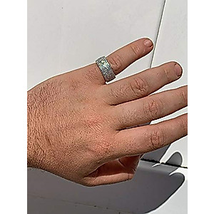 HarlemBling Real Solid 925 Silver - His Or Hers Micropave Ring - Wedding Band Or Pinky Ring Looks Nice On Anyone - Iced Out Eternity Hip Hop Band (7)