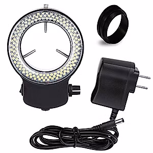 Vision Scientific VMLIFR-09B Black Adjustable 144 LED Ring Light for Stereo Microscope | 2.5" (62.5mm) Inside and 3.64" (92.5mm) Outside Diameters | 1-7/8" (48 mm in Diameter) Ring Adapter Included